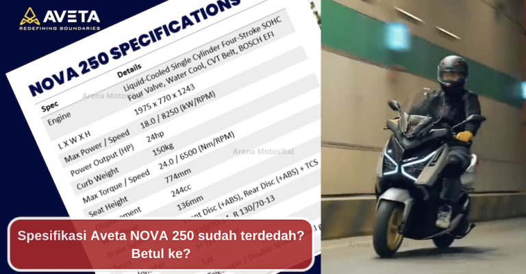 Betul ke ini spesifikasi skuter Aveta NOVA 250 (2025)? – Arena Motosikal